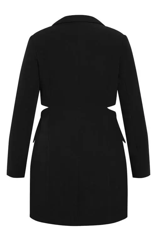 City Chic Double Breasted Long Sleeve Blazer Dress With Cutouts