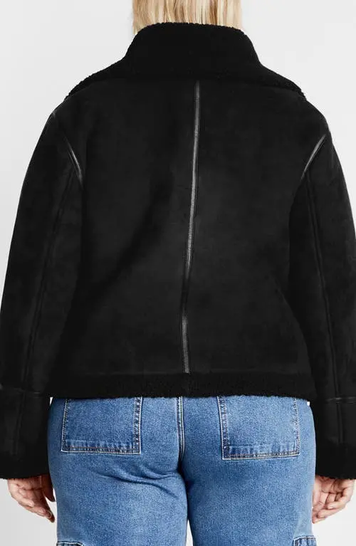 City Chic Faux Shearling Moto Jacket