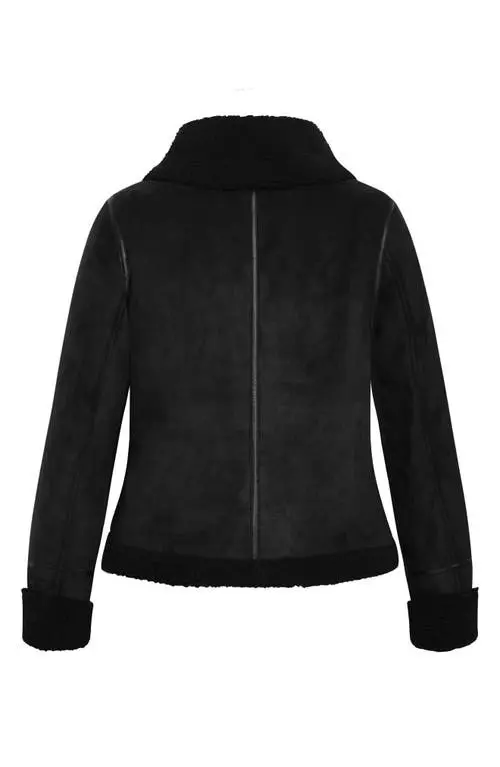 City Chic Faux Shearling Moto Jacket