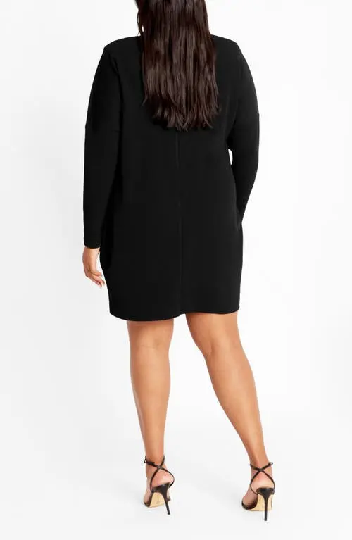 City Chic Swirl Long Sleeve Mini Dress