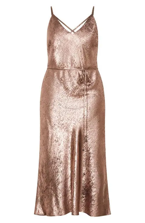 City Chic Metallic Midi Dress