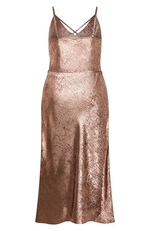 City Chic Metallic Midi Dress