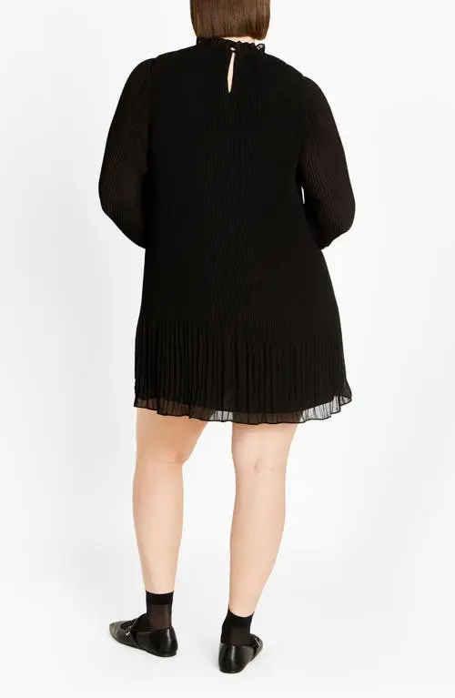City Chic Plissé Minidress With Ruffle Trim