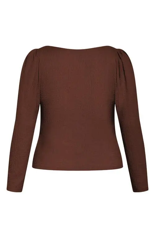 City Chic Jacqueline Texture Top - Chocolate