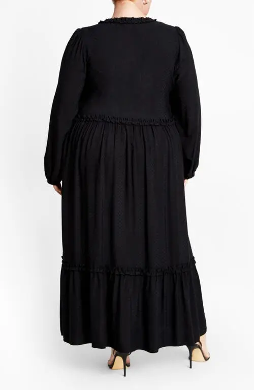 City Chic Ruffle Long Sleeve Maxi Dress