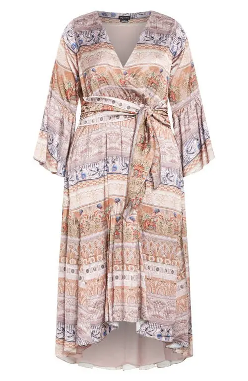 City Chic Marilyn Long Sleeve Faux Wrap Maxi Dress