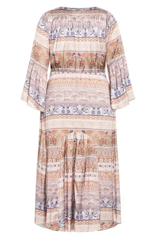 City Chic Marilyn Long Sleeve Faux Wrap Maxi Dress