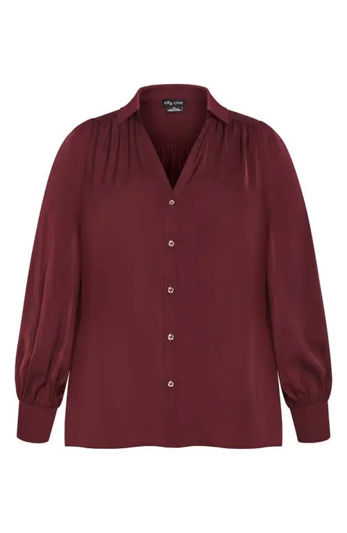 City Chic Jennifer Johnny Collar Button-up Shirt