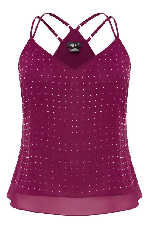 City Chic Rosalia Studded Tank Top - Purple