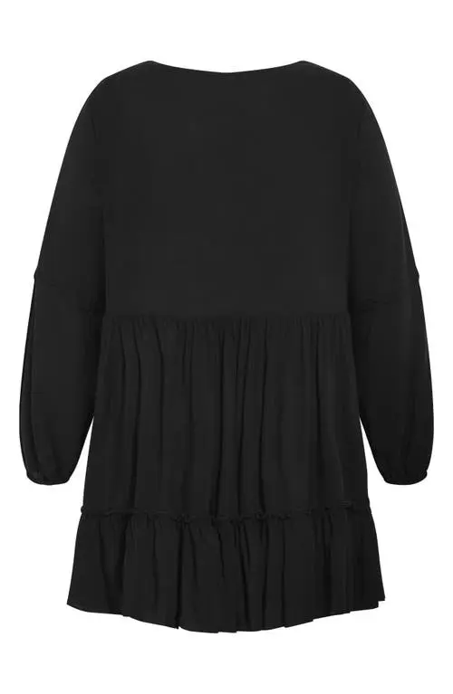 City Chic Tiered Minidress - Black