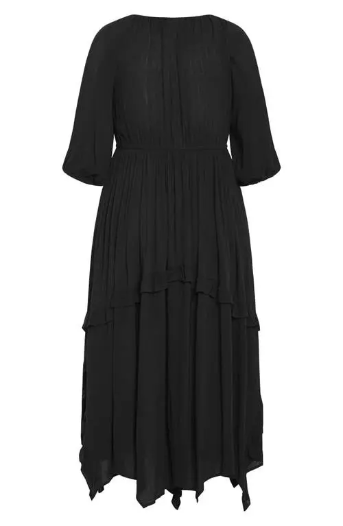 City Chic Handkerchief Hem Dress - Black