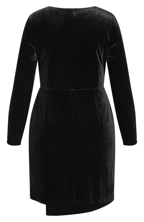 City Chic Velvet Long Sleeve Wrap Dress
