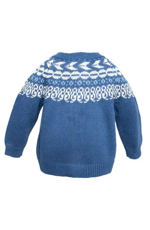 CUCLIE Fair Isle Button Cardigan - Blue Multi