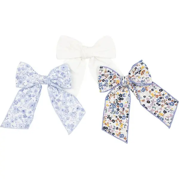 CUCLIE Floral Hair Bow Set - Blue Multi