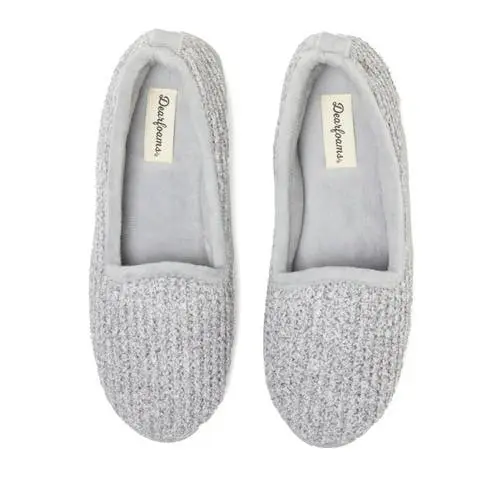 DEARFOAMS Rachel Marled Chenille Slippers - Sleet