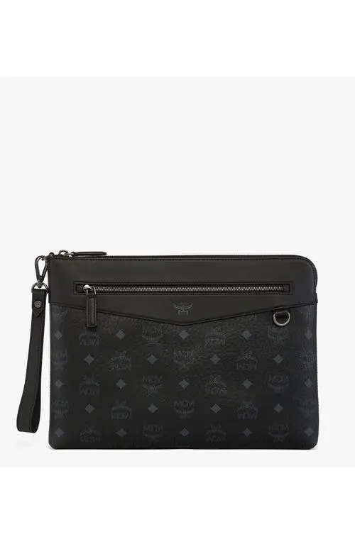Mcm Visetos Wristlet Pouch - Black