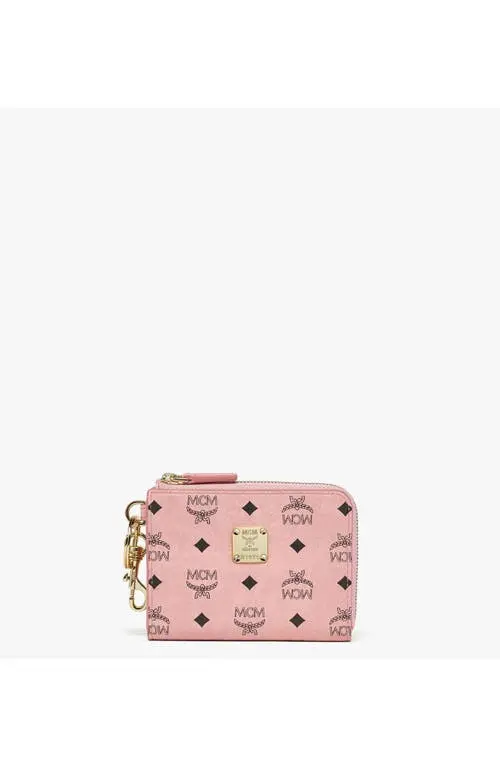 Mcm Aren Card Pouch In Visetos - Soft Pink