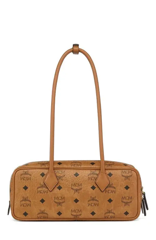 Mcm Small Aren East West Shoulder Bag - Cognac