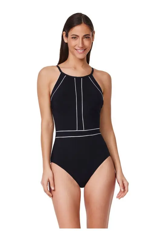GOTTEX High Neck One Piece - Black-white