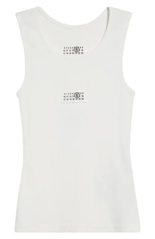 MAISON MARGIELA Numeric Logo Patch Stretch Cotton Tank - Off White