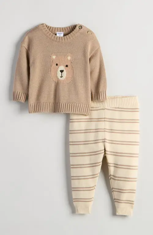 Nordstrom Icon Jacquard Sweater & Joggers Set - Brown Affogato - Beige Swan