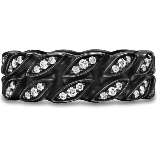 David Yurman Curb Chain Diamond Ring - Black Alternative Material
