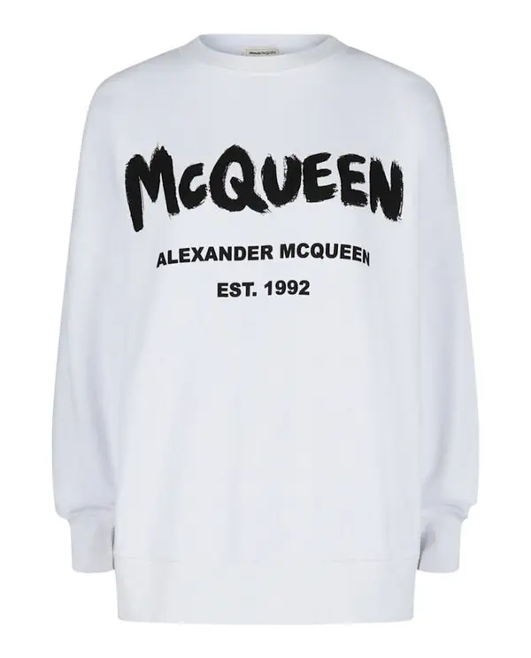 Alexander McQueen Graffiti Logo Sweatshirt - White Black
