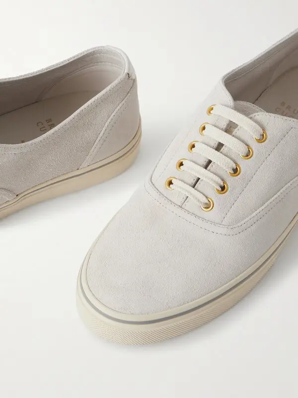 Brunello Cucinelli Suede Low-top Sneakers - White