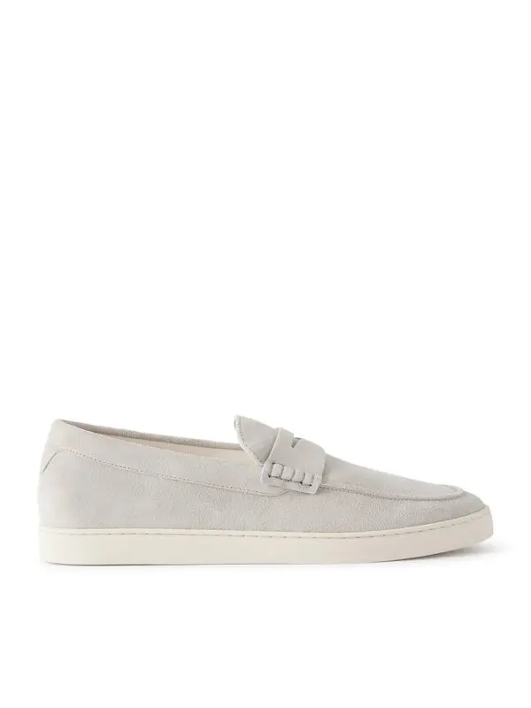 Brunello Cucinelli Suede Penny Loafers - Gray