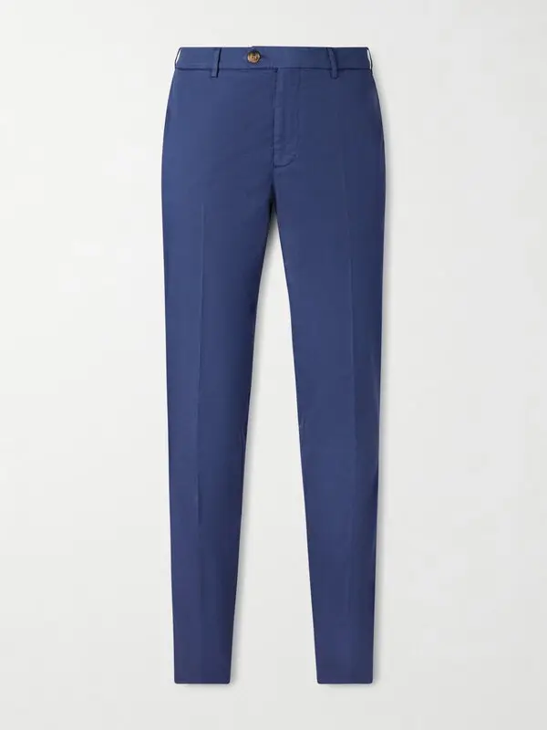 Brunello Cucinelli Slim-fit Stretch-cotton Twill Trousers