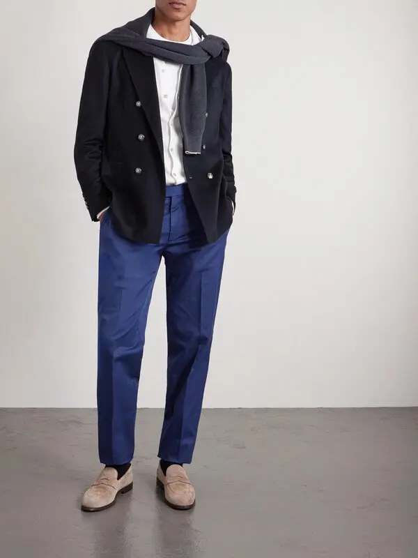 Brunello Cucinelli Slim-fit Stretch-cotton Twill Trousers