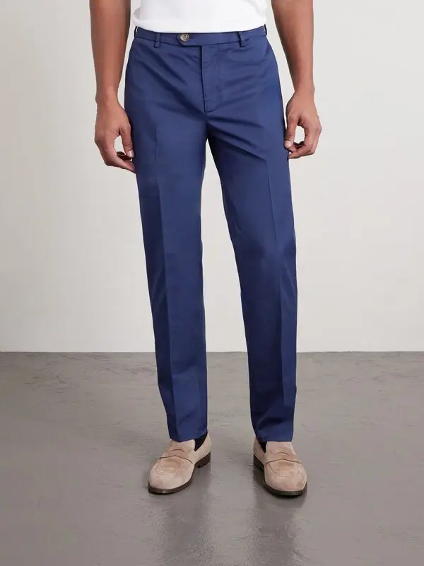 Brunello Cucinelli Slim-fit Stretch-cotton Twill Trousers