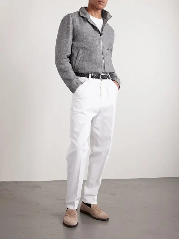Brunello Cucinelli Wool, Linen And Silk-blend Bomber Jacket - Gray