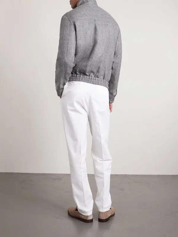 Brunello Cucinelli Wool, Linen And Silk-blend Bomber Jacket - Gray