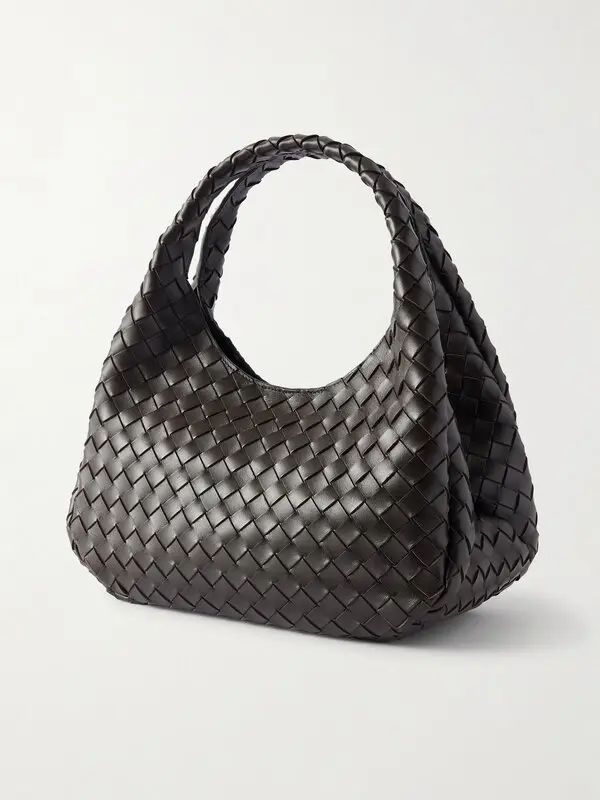 Bottega Veneta Campana Small Intrecciato Shoulder Bag - Brown