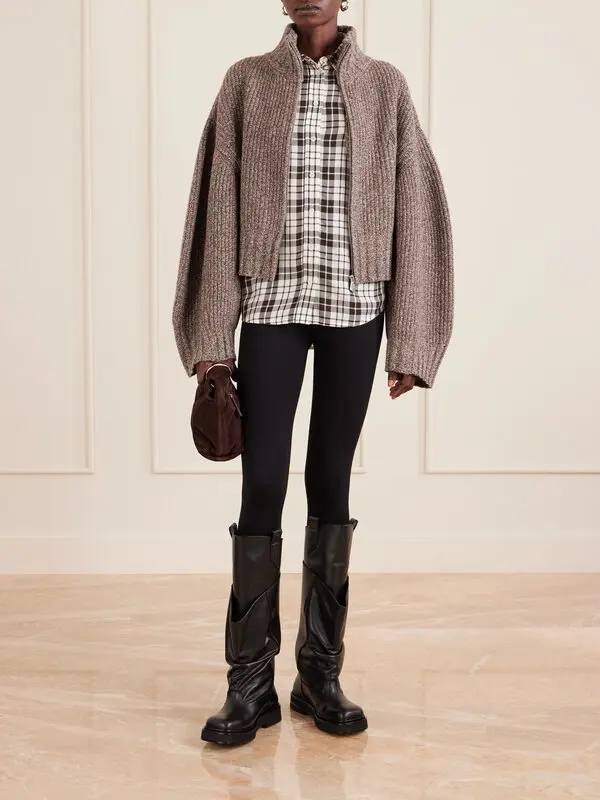 Attico Ribbed Wool And Cashmere-blend Zip-up Cardigan
