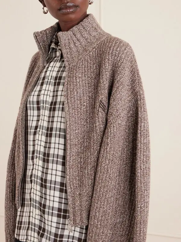 Attico Ribbed Wool And Cashmere-blend Zip-up Cardigan