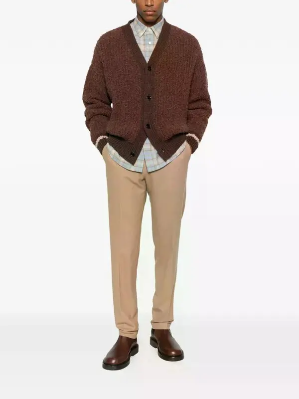 CELLAR DOOR Tapered Leg Wool Trousers - Brown