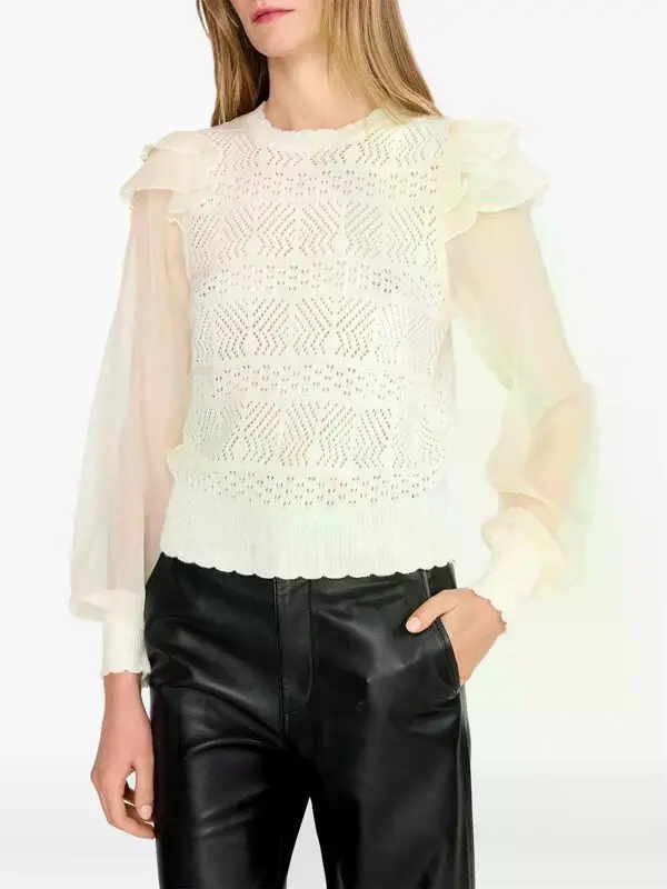 CHRISTY LYNN Dahlia Ruffled Openwork Blouse