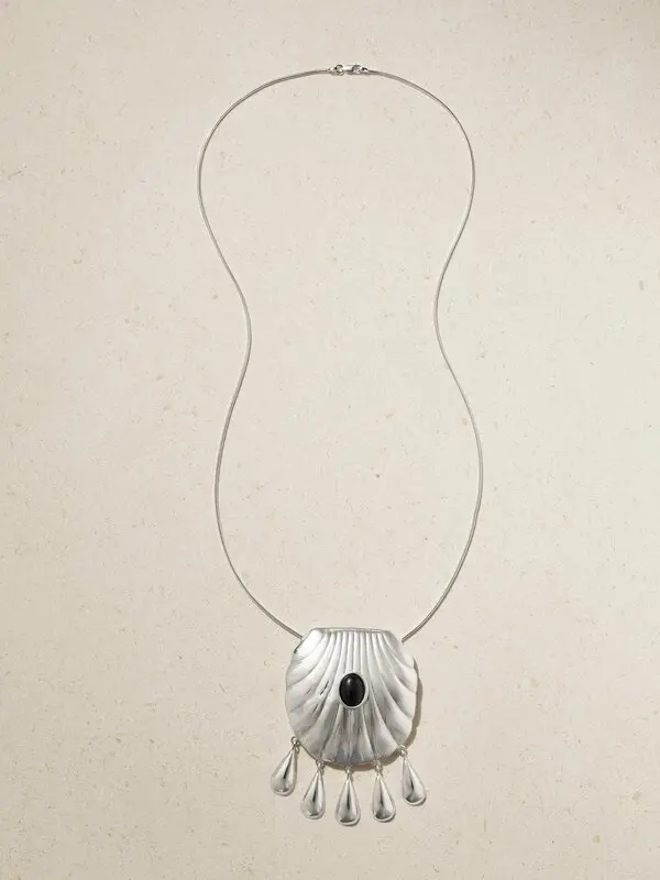 Juju Vera Petra Onyx Necklace - Silver