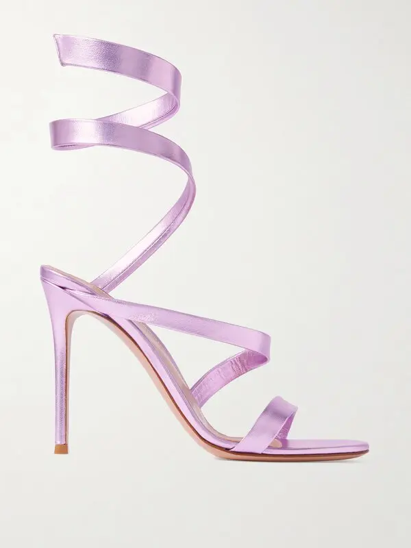 GIANVITO ROSSI Opera 105 Metallic Leather Sandals - Purple