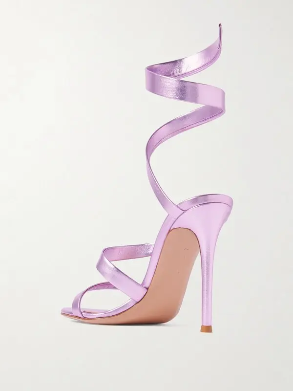 GIANVITO ROSSI Opera 105 Metallic Leather Sandals - Purple
