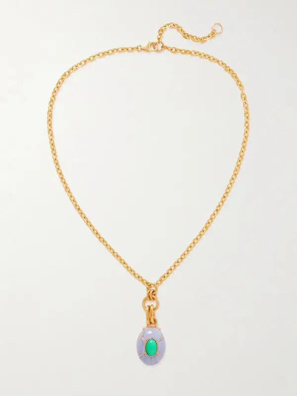 LIZZIE FORTUNATO Yucca Gold-plated, Agate, And Chrysoprase Necklace - Multi