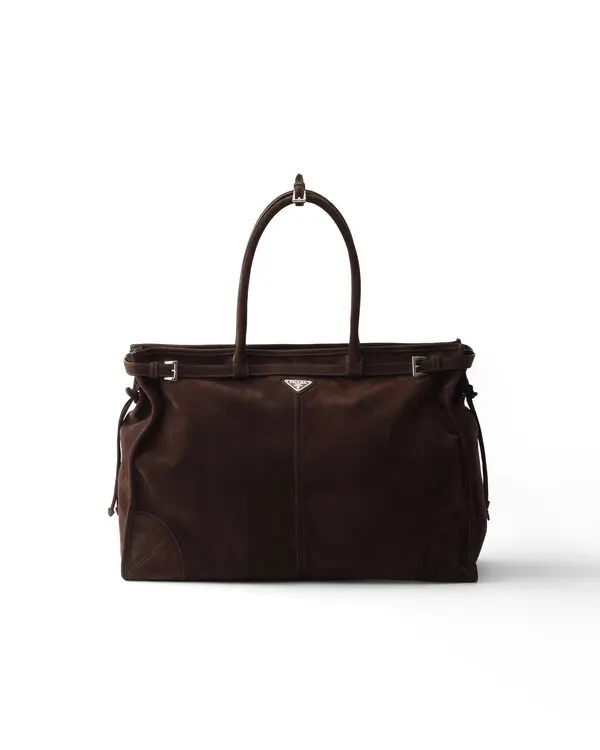 Prada Suede Tote Bag - Brown