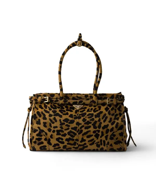 Prada Printed Leather Handbag - Neutral