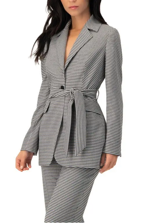 IVONNE Houndstooth Blazer With Belt