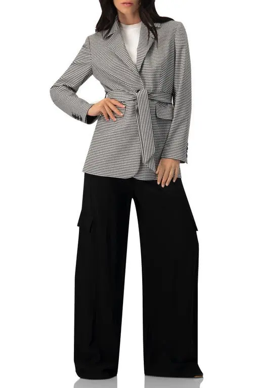 IVONNE Houndstooth Blazer With Belt