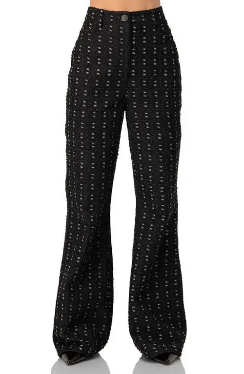 IVONNE Textured Wide-leg Jeans - Black