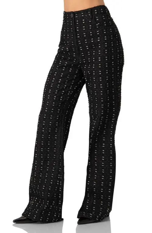 IVONNE Textured Wide-leg Jeans - Black