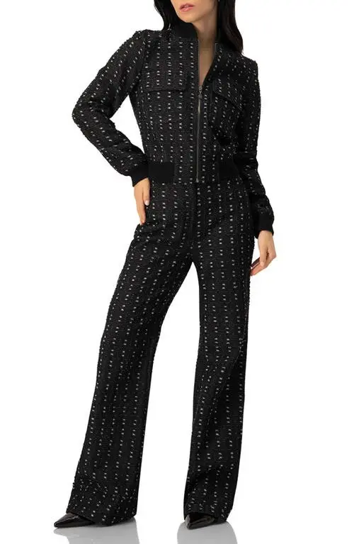 IVONNE Textured Wide-leg Jeans - Black